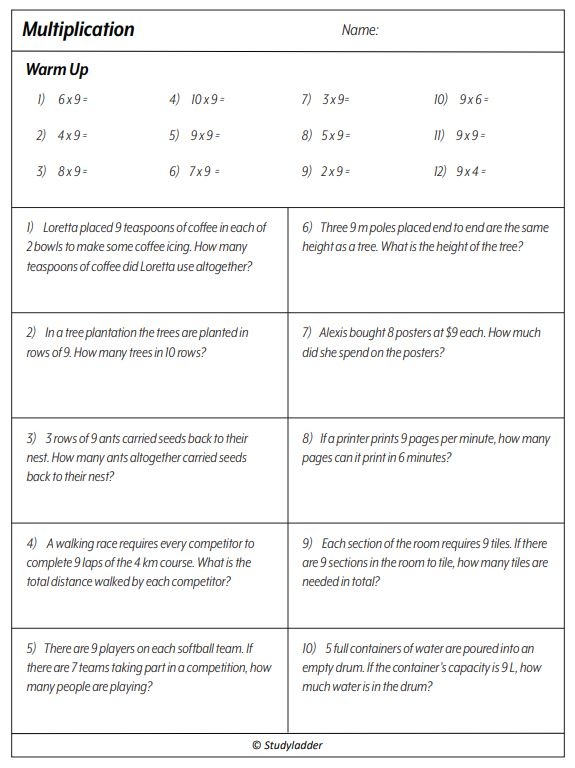 9x Tables problem Solving Studyladder Interactive Learning Games