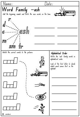 Word Family 'ash' Activity Sheet - Studyladder Interactive Learning Games